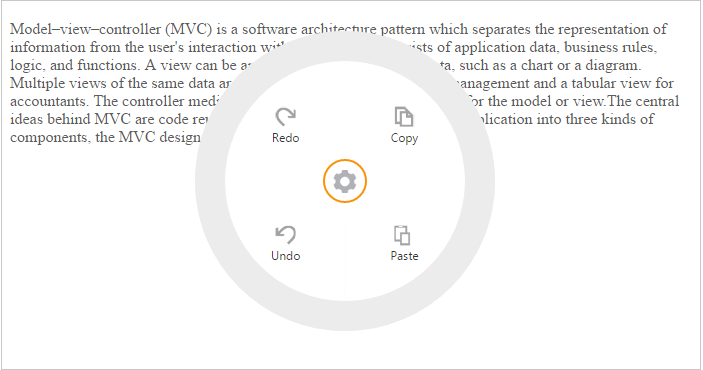 Item-Customization | Radial Menu | ASP.NET MVC | Syncfusion