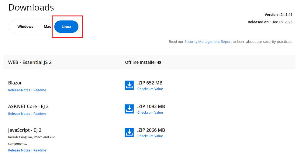 Downloading Syncfusion PDF linux installer - Syncfusion