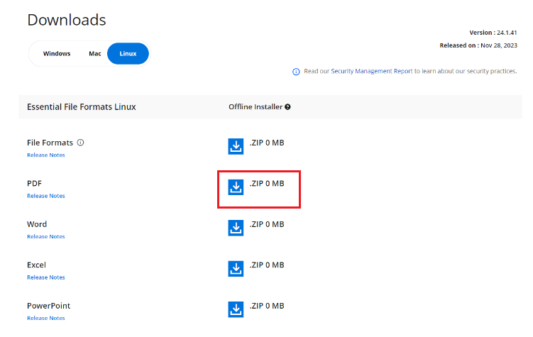 Downloading Syncfusion PDF linux installer - Syncfusion