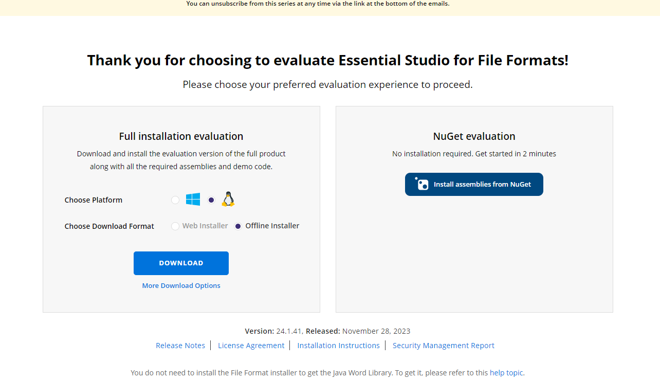 Downloading Syncfusion PDF linux installer - Syncfusion