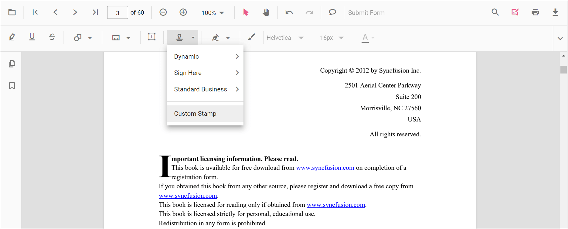 Stamp Annotation in EJ2 ASP.NET CORE PDF Viewer | Syncfusion
