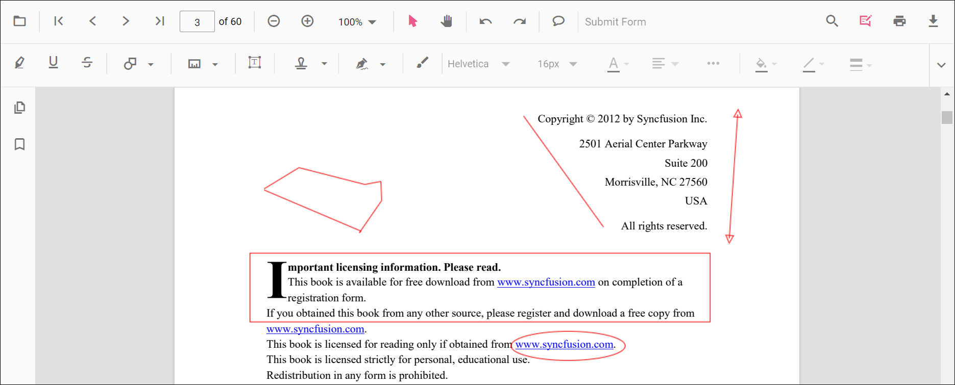 Shape annotation in ASP.NET Core PDF Viewer control | Syncfusion