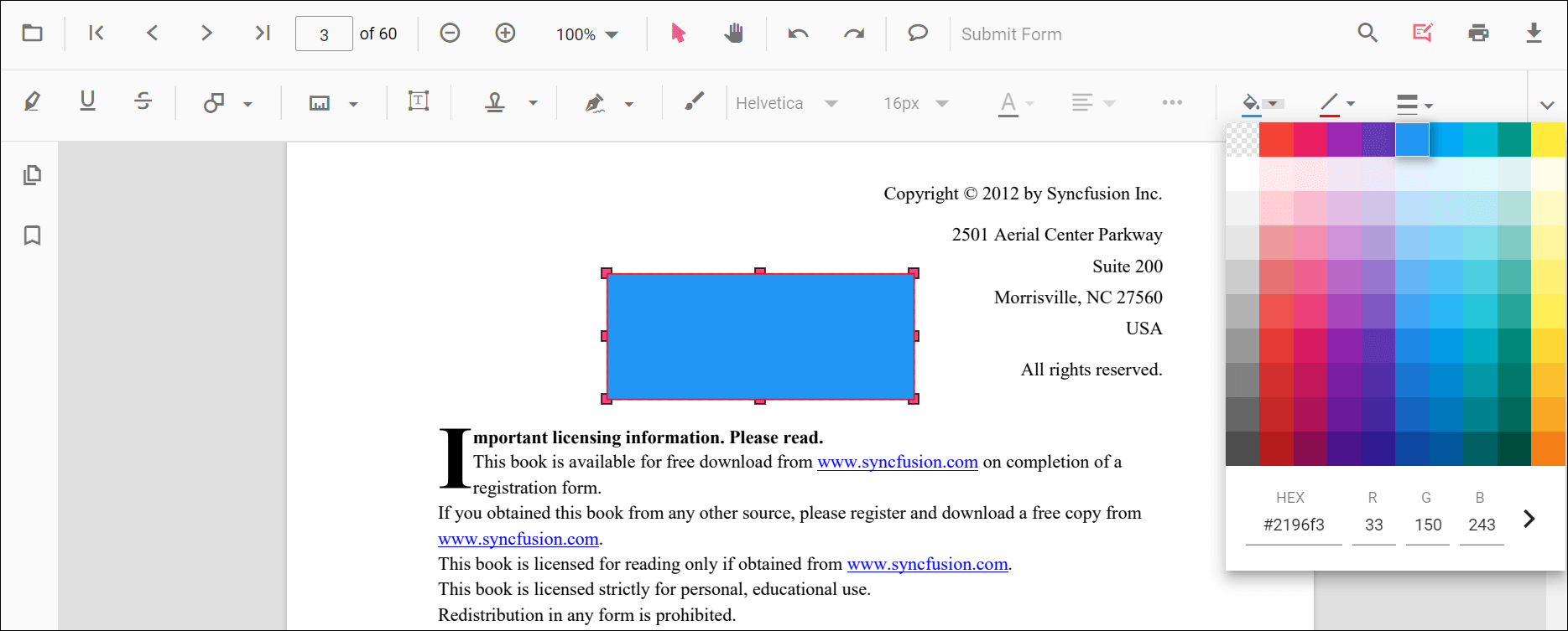 Shape annotation in ASP.NET Core PDF Viewer control | Syncfusion