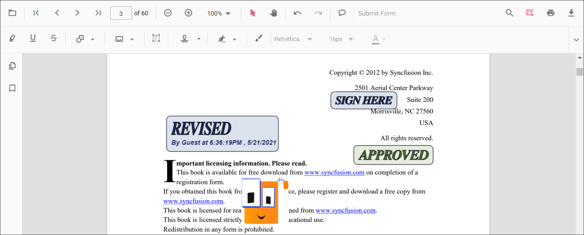 Stamp Annotation in EJ2 ASP.NET CORE PDF Viewer | Syncfusion
