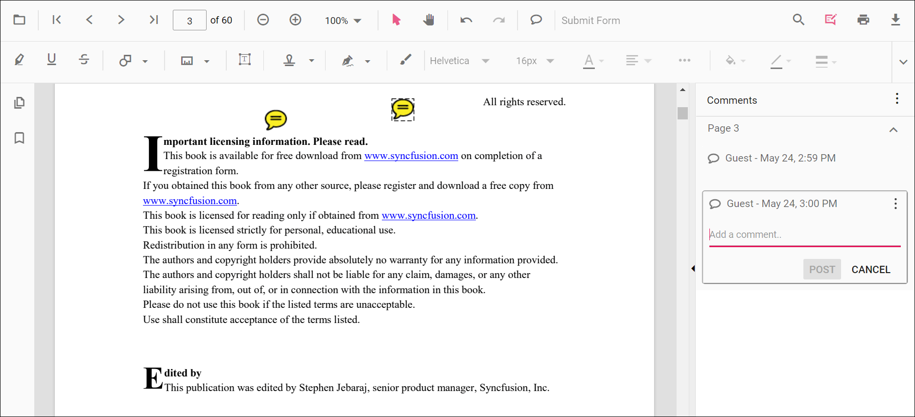 Sticky Notes Annotation In Ej2 Aspnet Core Pdf Viewer Syncfusion 0982