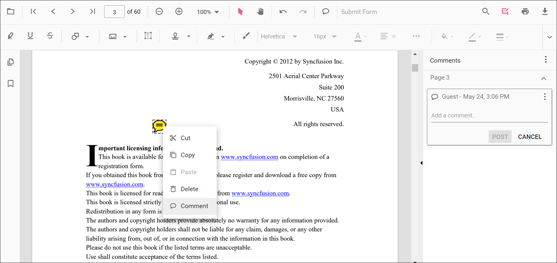 Sticky Notes Annotation In Ej2 Aspnet Core Pdf Viewer Syncfusion 3366
