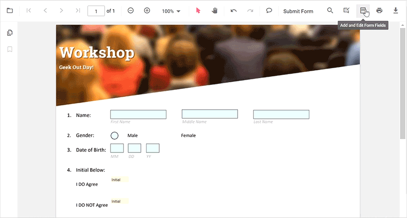 User Interaction With Form Fields in ASP.NET MVC Pdfviewer Component