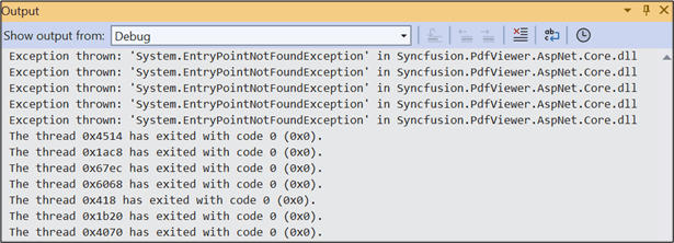 Resolve System.EntryPointNotFound exception in PDF Viewer | Syncfusion
