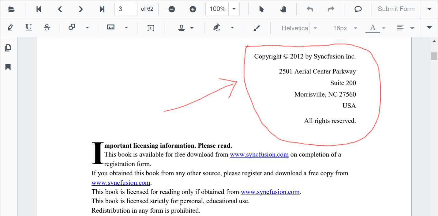 Ink Annotation in Blazor SfPdfViewer Component | Syncfusion