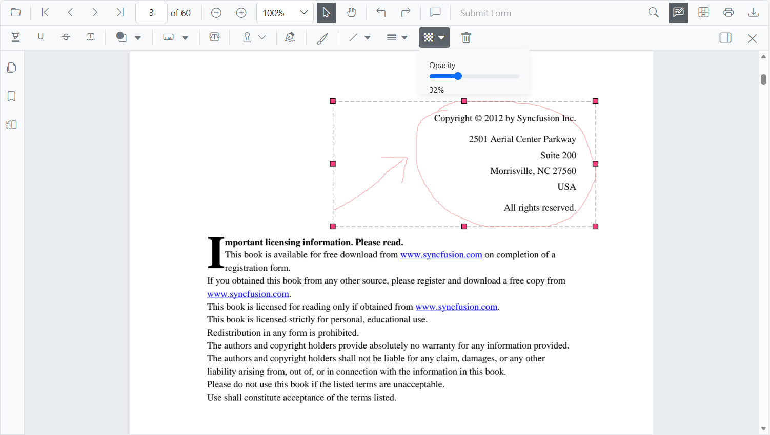 Ink Annotation in Blazor SfPdfViewer Component | Syncfusion
