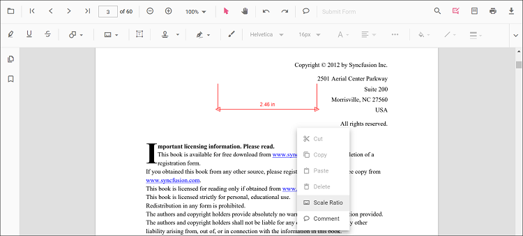 Measurement annotation in React Pdfviewer component | Syncfusion