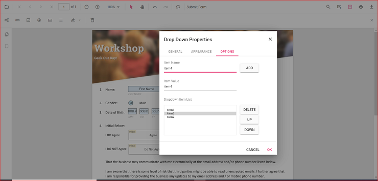 User interaction with form fields in Vue Pdfviewer component | Syncfusion
