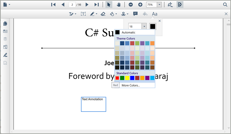 Text Annotation in WPF Pdf Viewer control | Syncfusion®