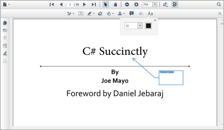 Text Callout Annotation in WPF Pdf Viewer control | Syncfusion®