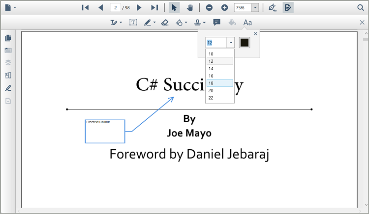 Text Callout Annotation in WPF Pdf Viewer control | Syncfusion®