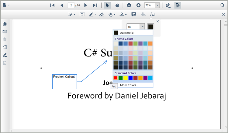 Text Callout Annotation in WPF Pdf Viewer control | Syncfusion®