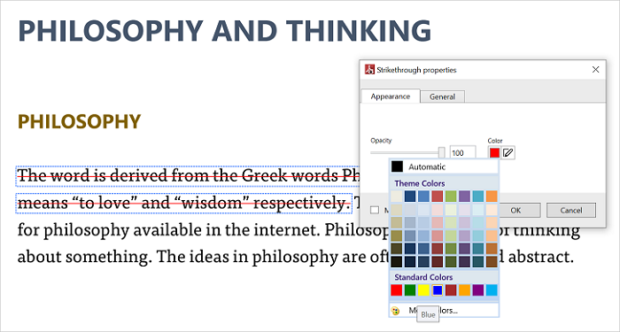 Strikethrough text in PDF files using WPF PDF Viewer | Syncfusion