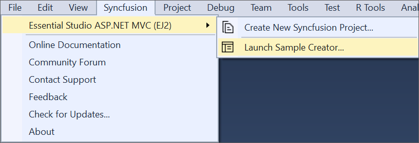 Sample Creator ASP NET MVC Essential JS 2 Syncfusion