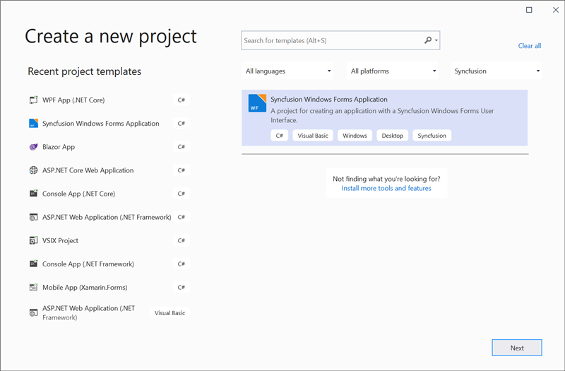 Project Templates For Windows Forms Winforms Syncfusion