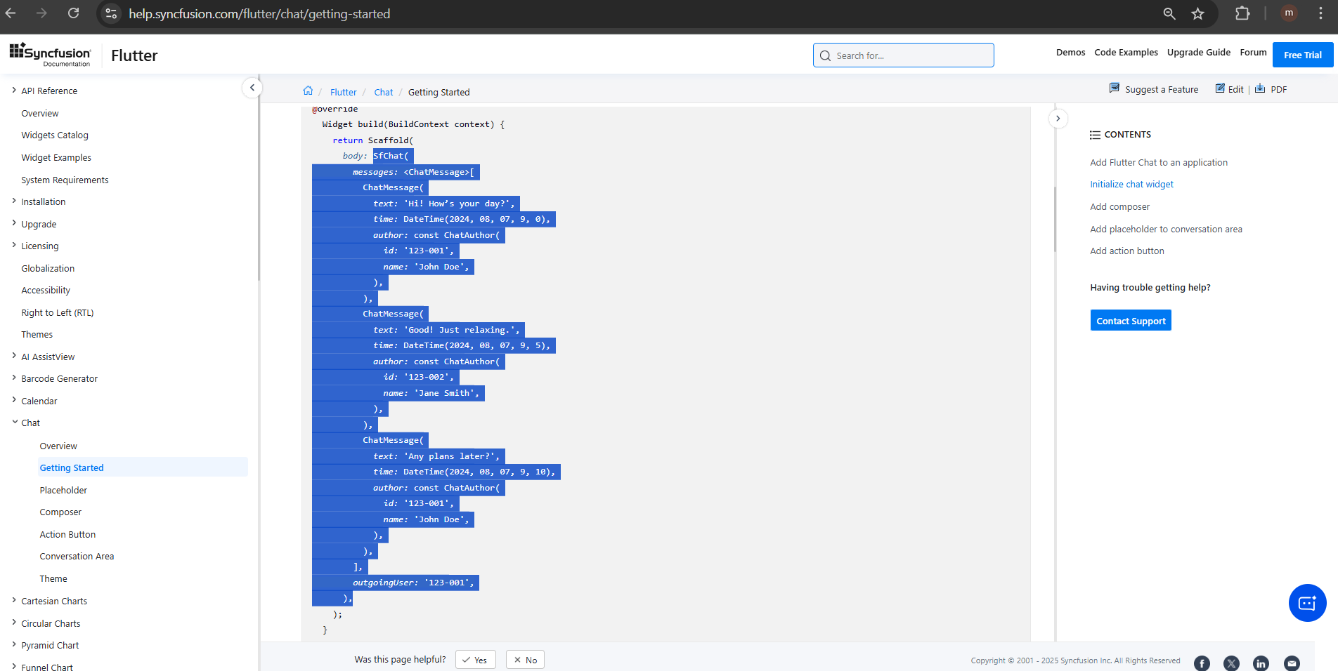 Chat Widget in FlutterFlow | Syncfusion