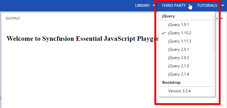 JS Playground support to widget for Essential JS