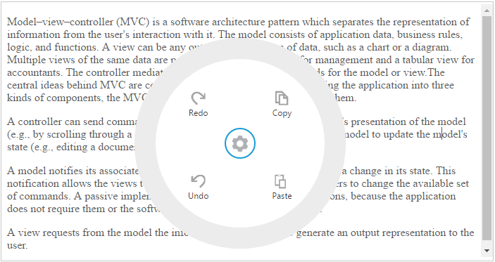 Getting started with JavaScript Radial Menu Control | Syncfusion