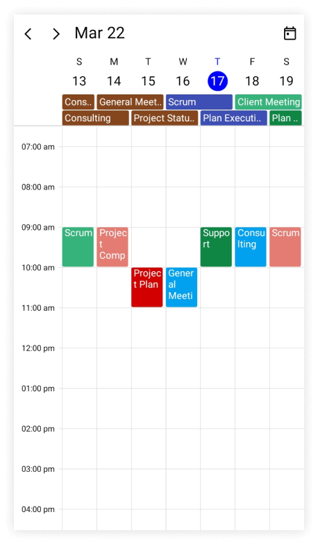 Header In NET MAUI Scheduler Control Syncfusion