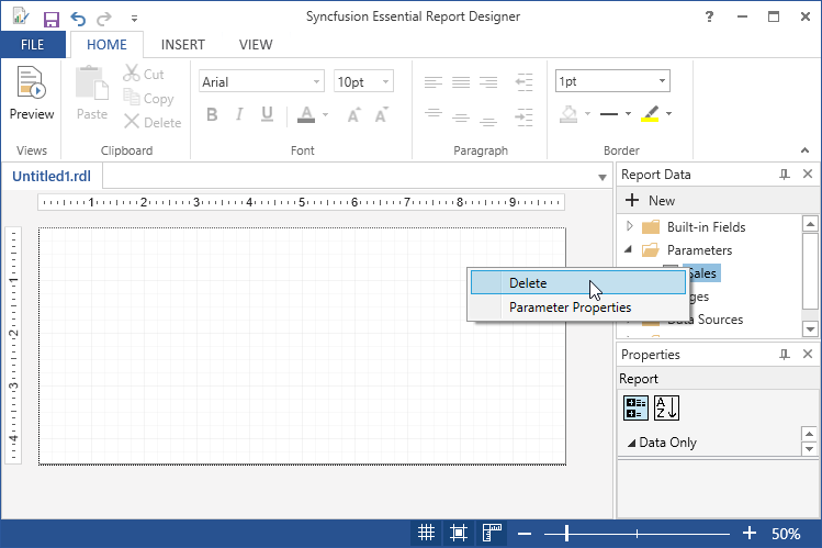 Add Parameter Reportdesigner Wpf Syncfusion