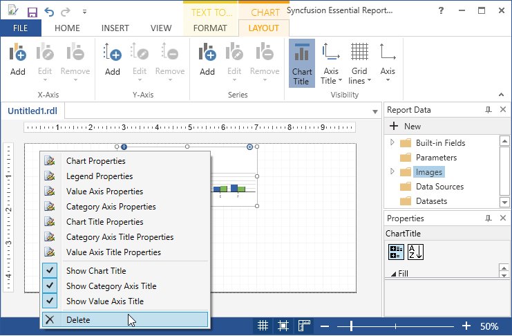 Draw Chart Report Item | ReportDesigner | wpf | Syncfusion