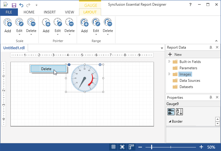 Draw Gauge Report Item | ReportDesigner | wpf | Syncfusion