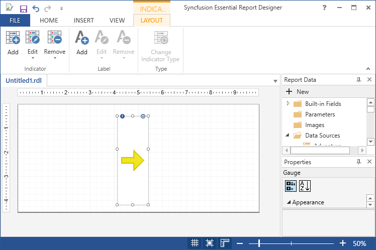 Draw Indicator Report Item | ReportDesigner | wpf | Syncfusion