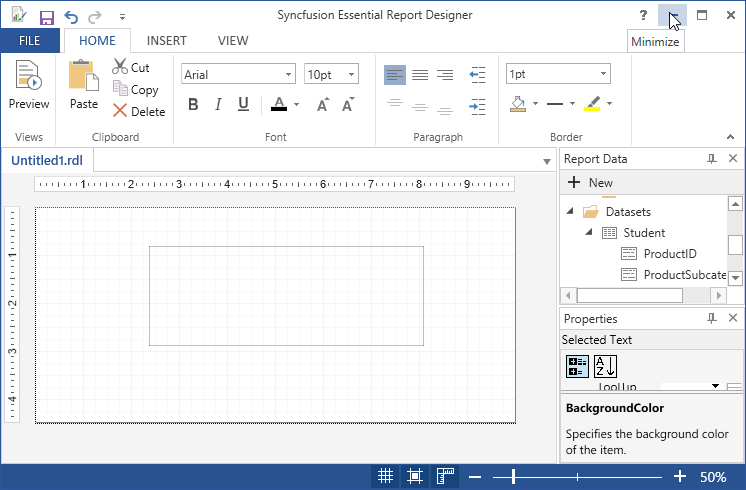 Draw TextBox Report Item | ReportDesigner | wpf | Syncfusion