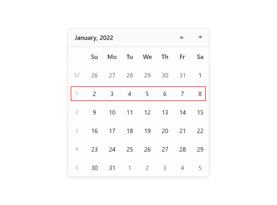 Week Numbers In WinUI Calendar Control Syncfusion