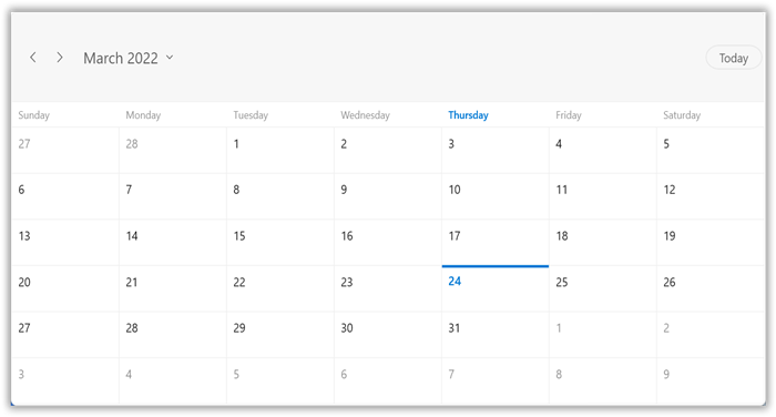 Header In WinUI Scheduler Control Syncfusion