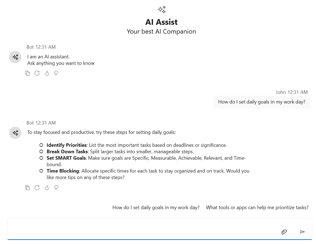 Input Toolbar in WPF AI AssistView control | Syncfusion
