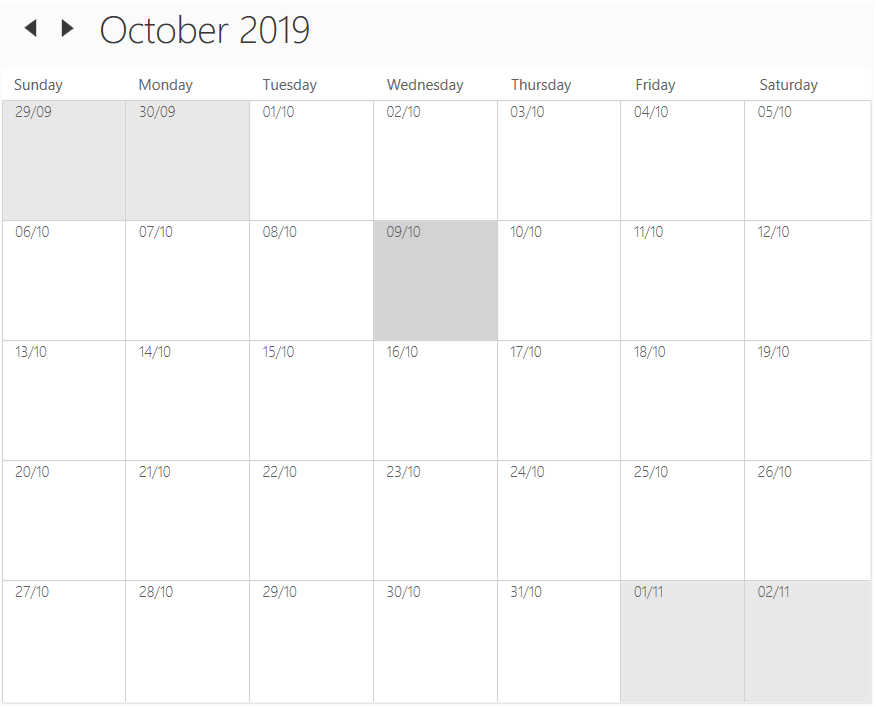 Month View In WPF Scheduler Control Syncfusion