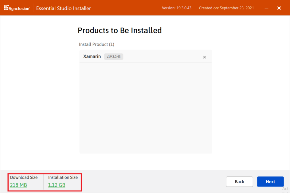 Installation process for Syncfusion Xamarin